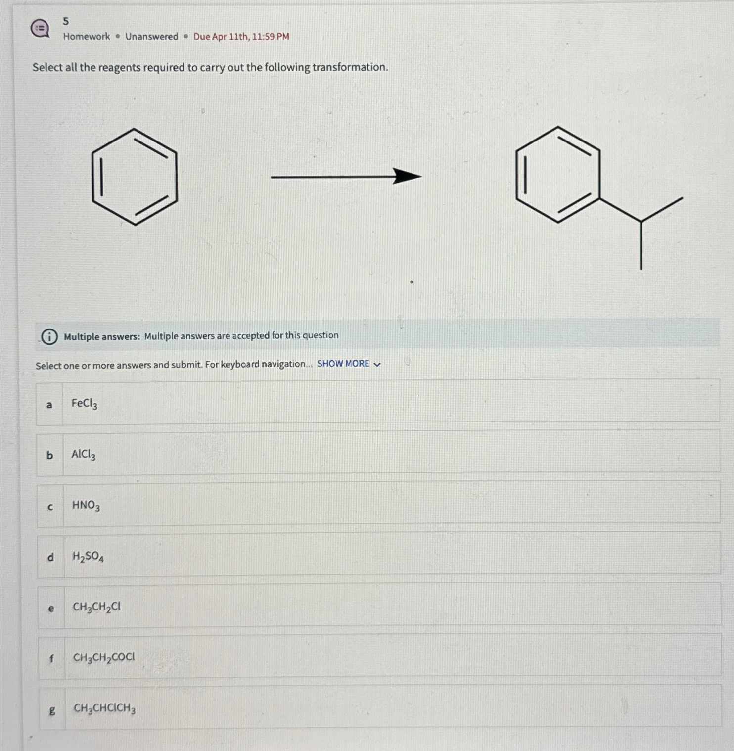 Solved (a)5Homework * ﻿Unanswered * ﻿Due Apr 11th, 11:59 | Chegg.com