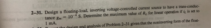 Solved 2–31. Design a floating-load, inverting | Chegg.com