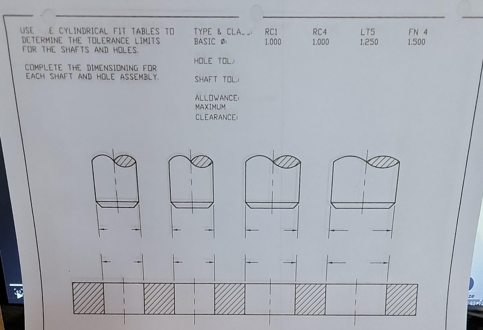 Solved I need help solving my cylindrical fits and tolerance | Chegg.com