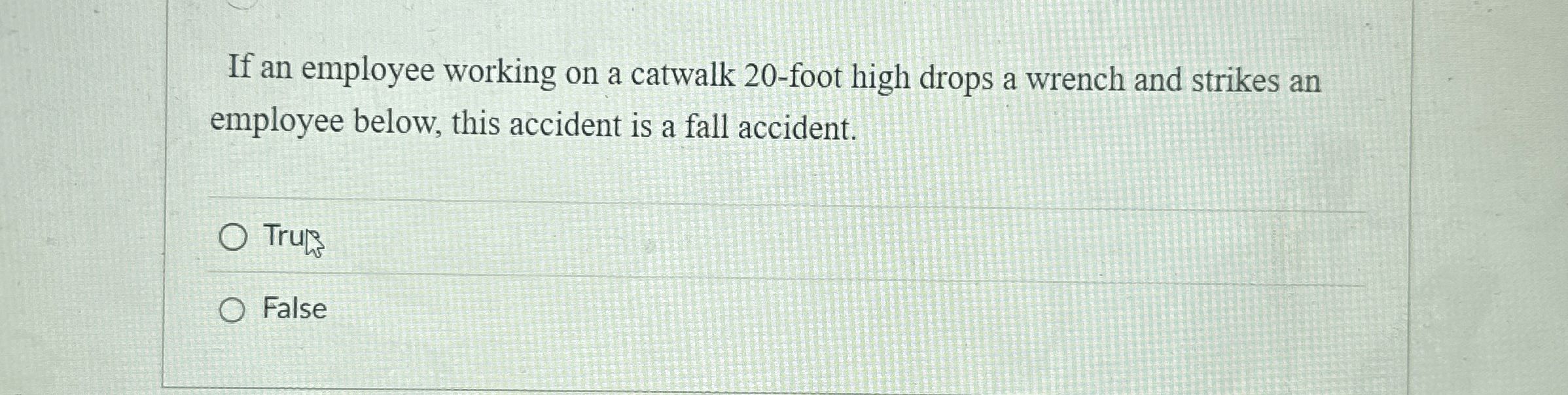 Solved If an employee working on a catwalk 20 -foot high | Chegg.com
