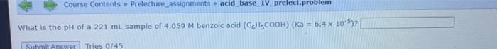 Solved Course Contents > Prelecture_assignments - acid base | Chegg.com