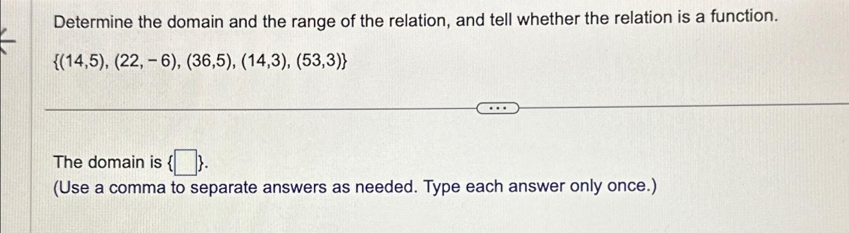 Solved Determine the domain and the range of the relation, | Chegg.com