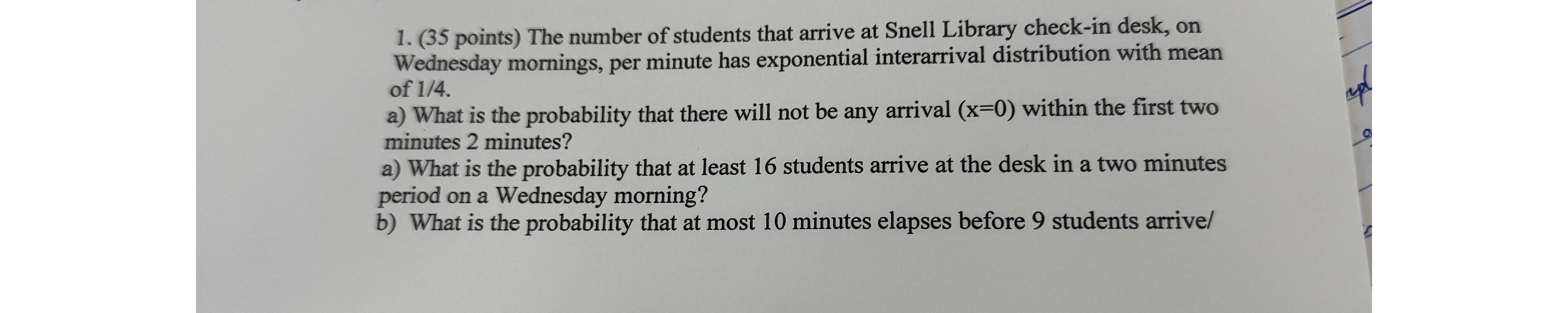 Solved (35 ﻿points) ﻿The number of students that arrive at | Chegg.com