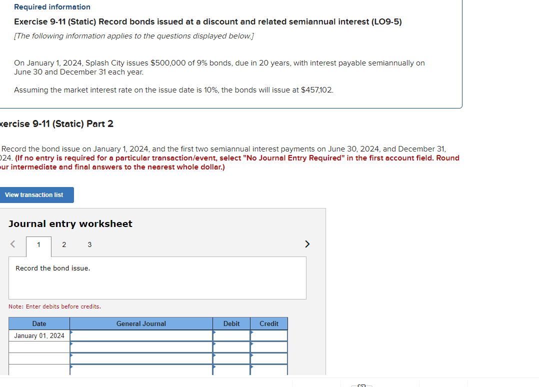 Solved Required informationExercise 9-11 (Static) ﻿Record | Chegg.com
