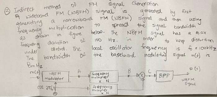 Solved of ③ Indirect method FM signal Generation A wideband | Chegg.com