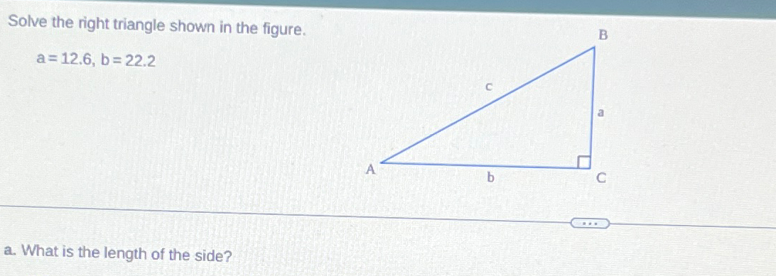 Solved Solve the right triangle shown in the | Chegg.com
