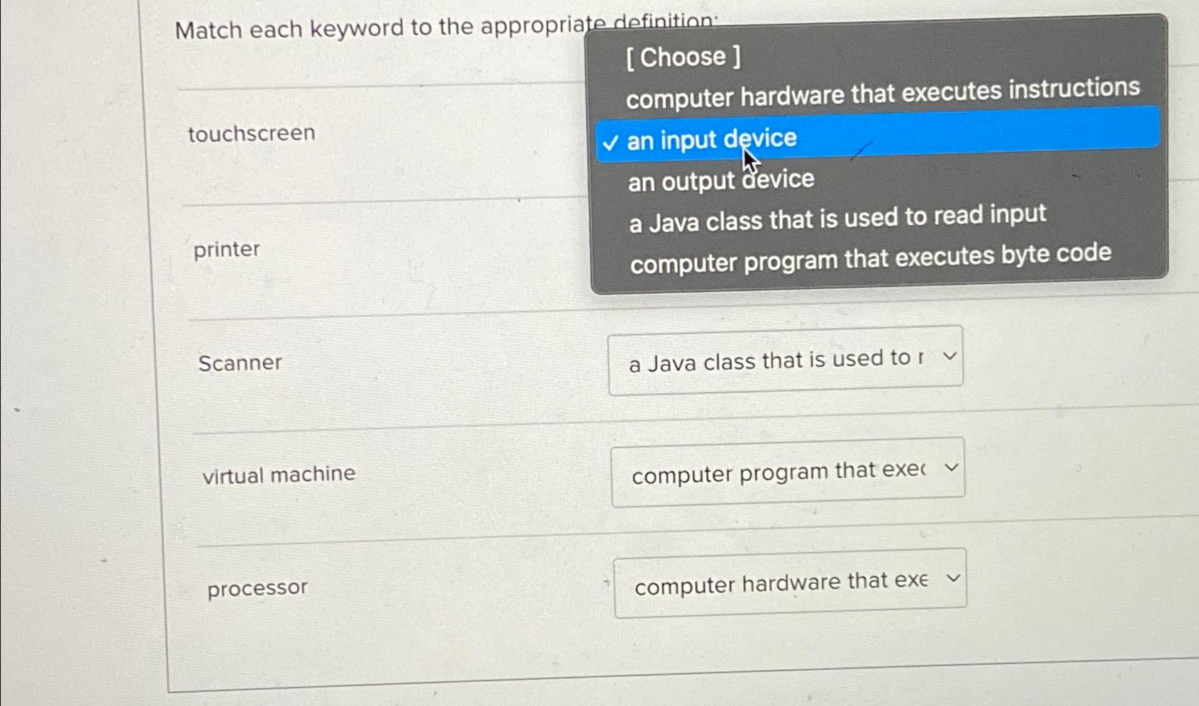 Solved Match each keyword to the appropriate | Chegg.com