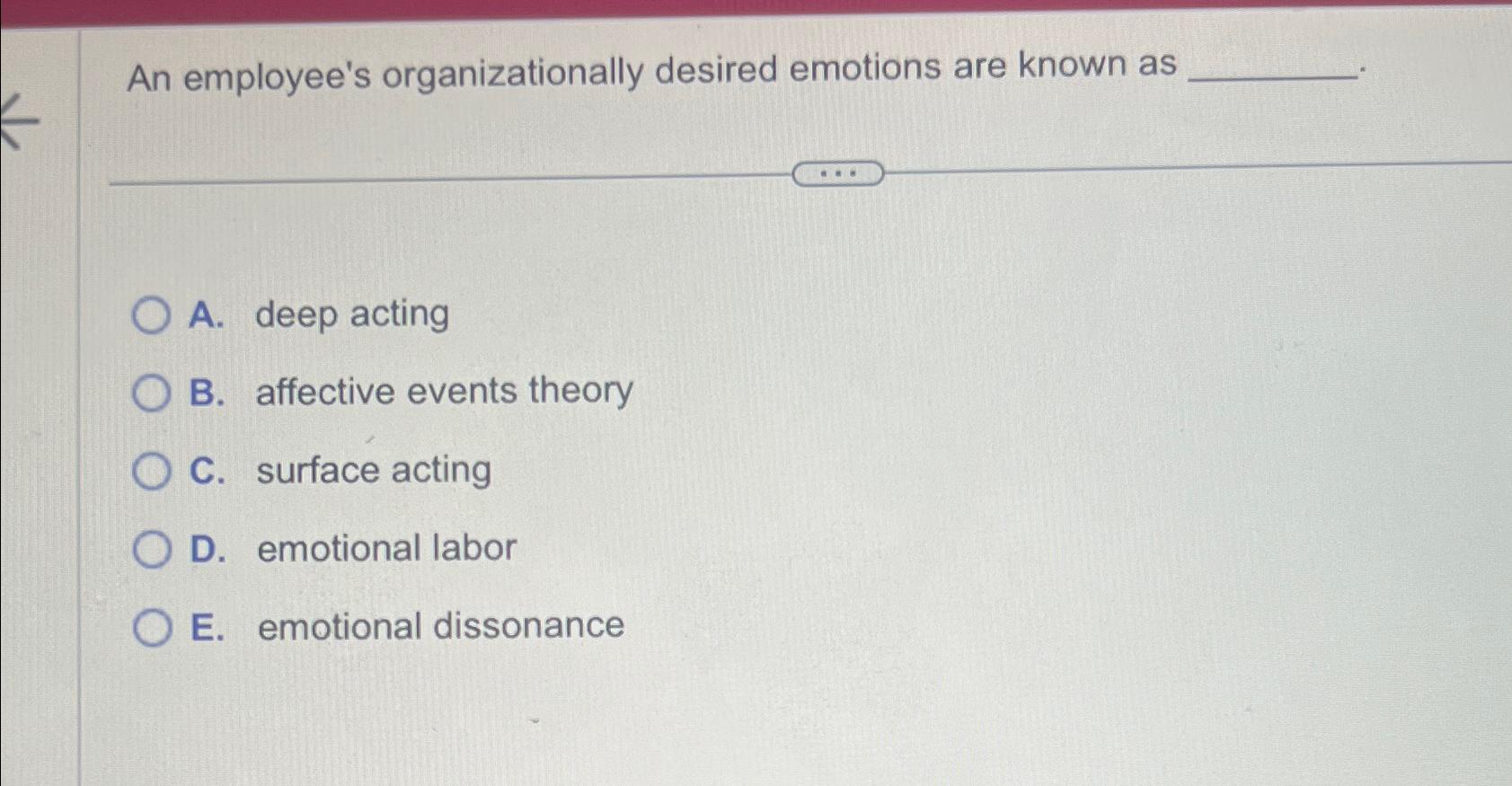Solved An employee's organizationally desired emotions are | Chegg.com