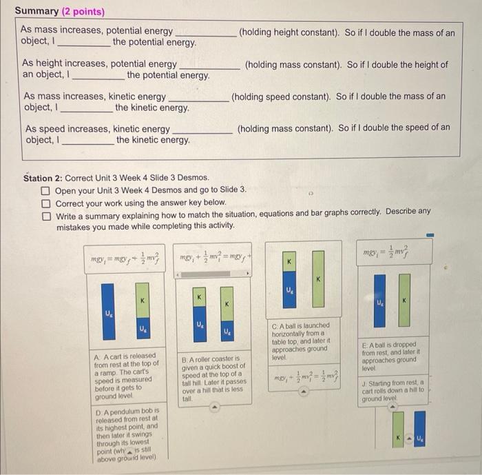 Solved As mass increases, potential energy object, I the | Chegg.com