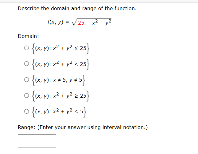 Solved Describe the domain and range of ﻿the | Chegg.com