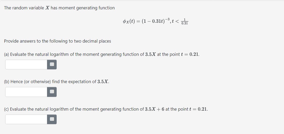 Solved The random variable x ﻿has moment generating | Chegg.com