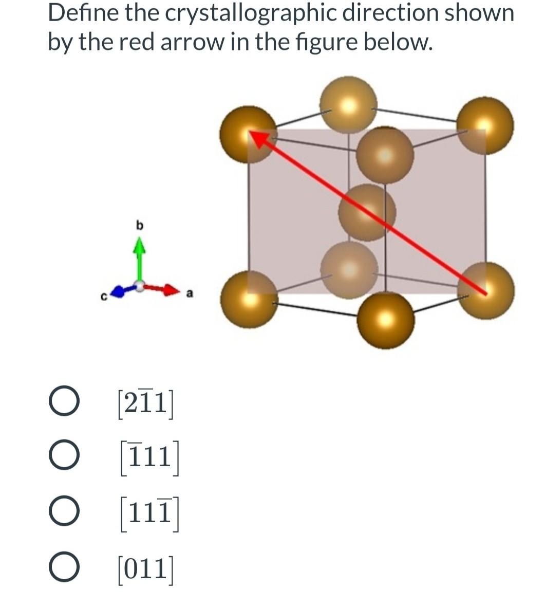Solved Define the crystallographic direction shown by the | Chegg.com