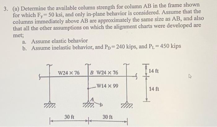 Solved 3. (a) Determine the available column strength for | Chegg.com