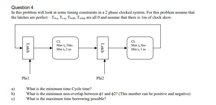 Solved Question 4In this problem will look at some timing | Chegg.com