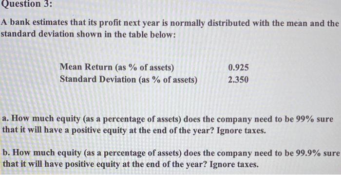 Solved A bank estimates that its profit next year is | Chegg.com