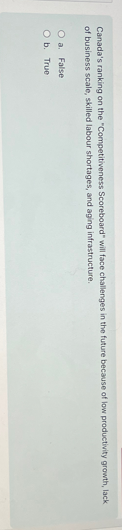 Solved Canada's ranking on the "Competitiveness Scoreboard" | Chegg.com