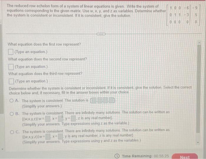Solved the system is consistent or inconsistent. If it is | Chegg.com