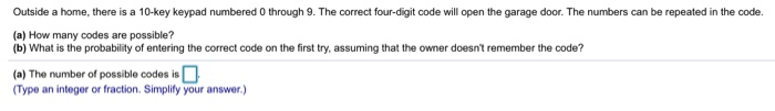 Solved Outside a home, there is a 10-key keypad numbered | Chegg.com