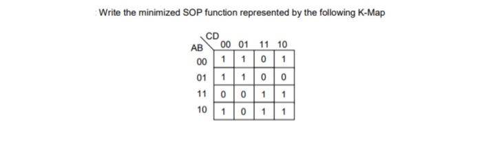 Solved Write The Minimized Sop Function Represented By The 7875