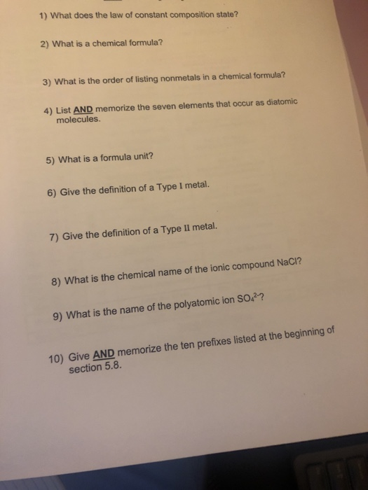 1) What does the law of constant composition state? | Chegg.com