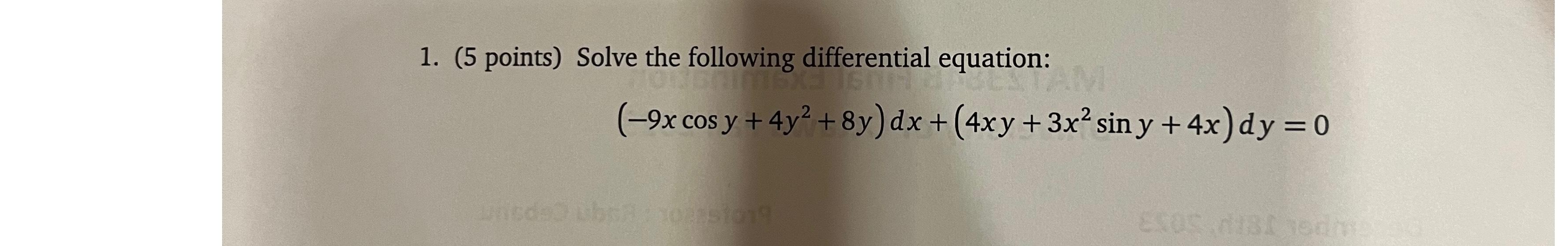 Solved (5 ﻿points) ﻿Solve the following differential | Chegg.com