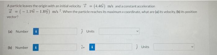Solved A particle leaves the origin with an initial velocity | Chegg.com