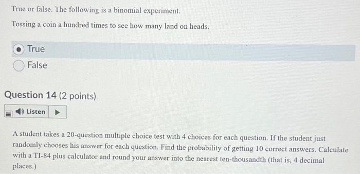 Solved A student takes a 20-question multiple choice test | Chegg.com