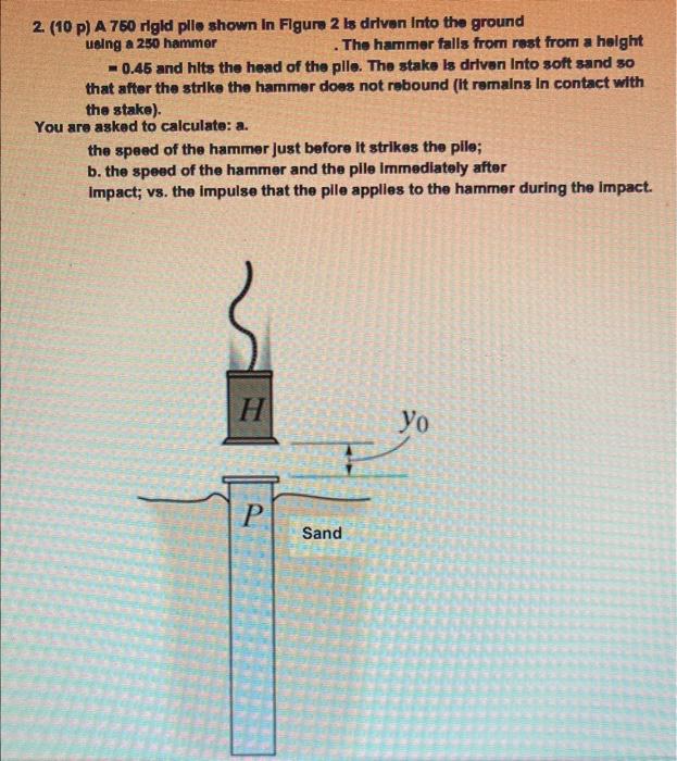 Solved 2. (10 p) A 750 rigld plis shown in Flgure 2 is | Chegg.com
