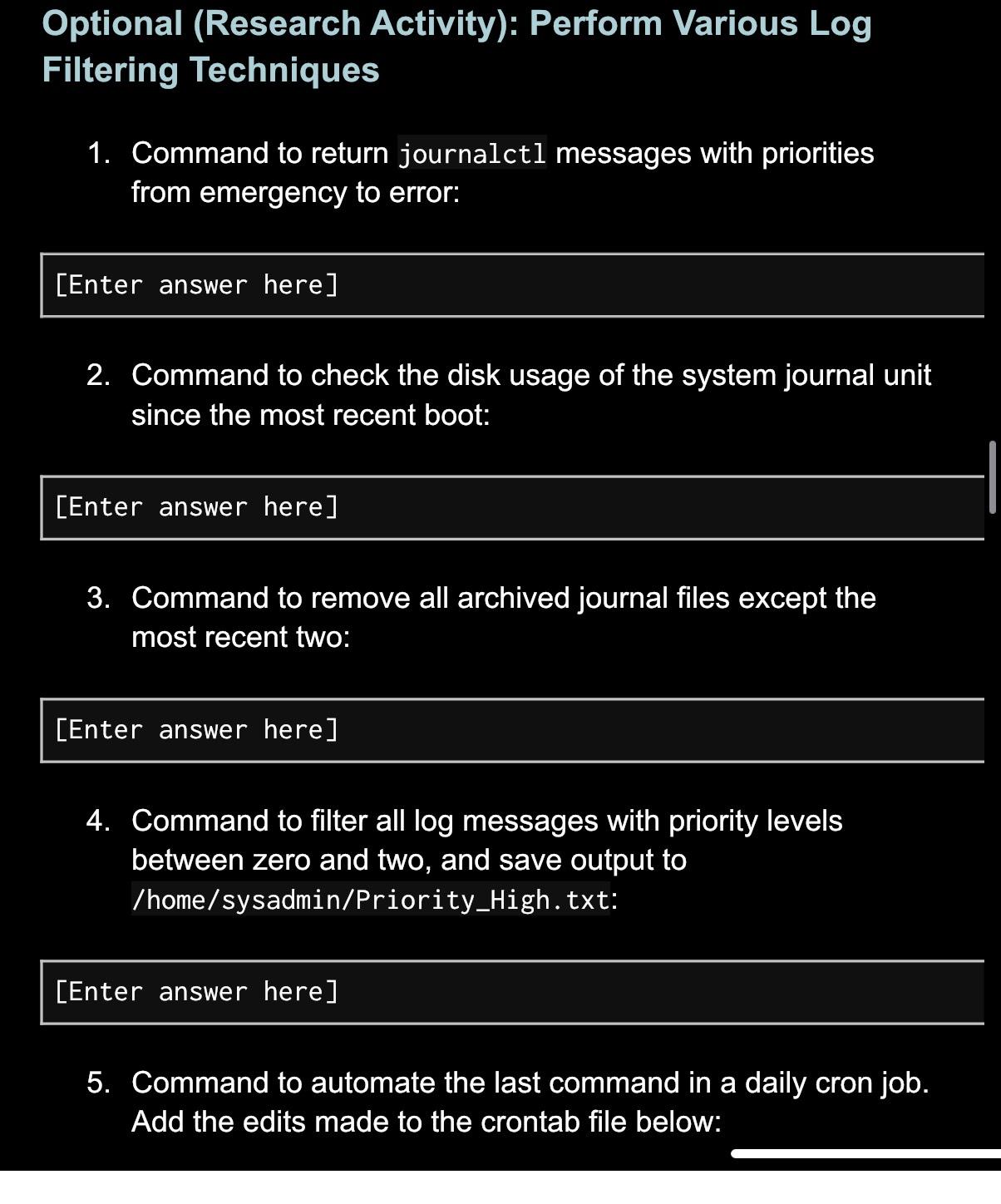 Solved Optional (Research Activity): Perform Various Log | Chegg.com