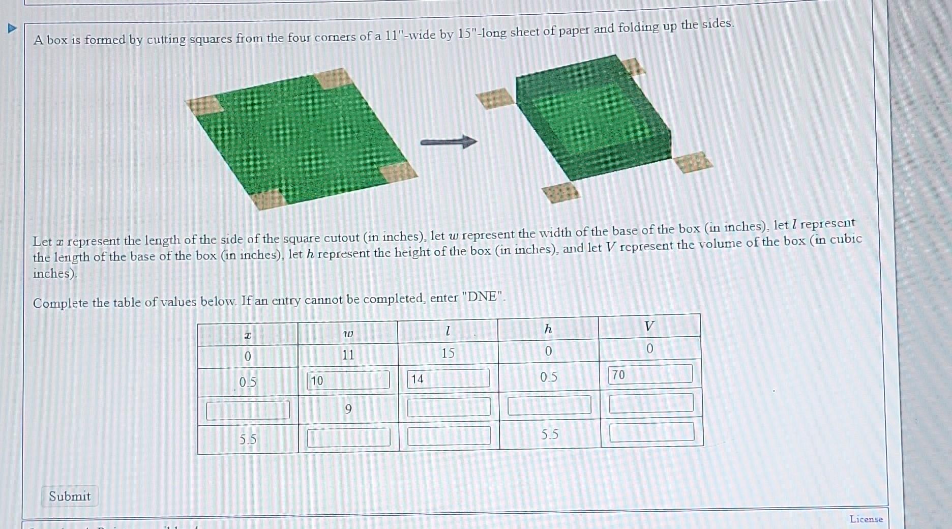 Solved A box is formed by cutting squares from the four | Chegg.com