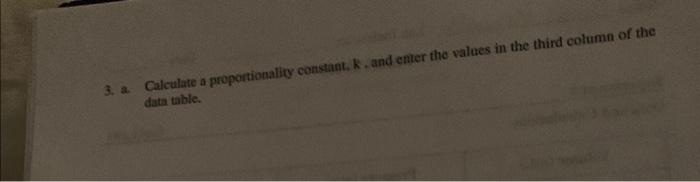 Solved 3. a. Calculate a proportionality constant. k, and | Chegg.com