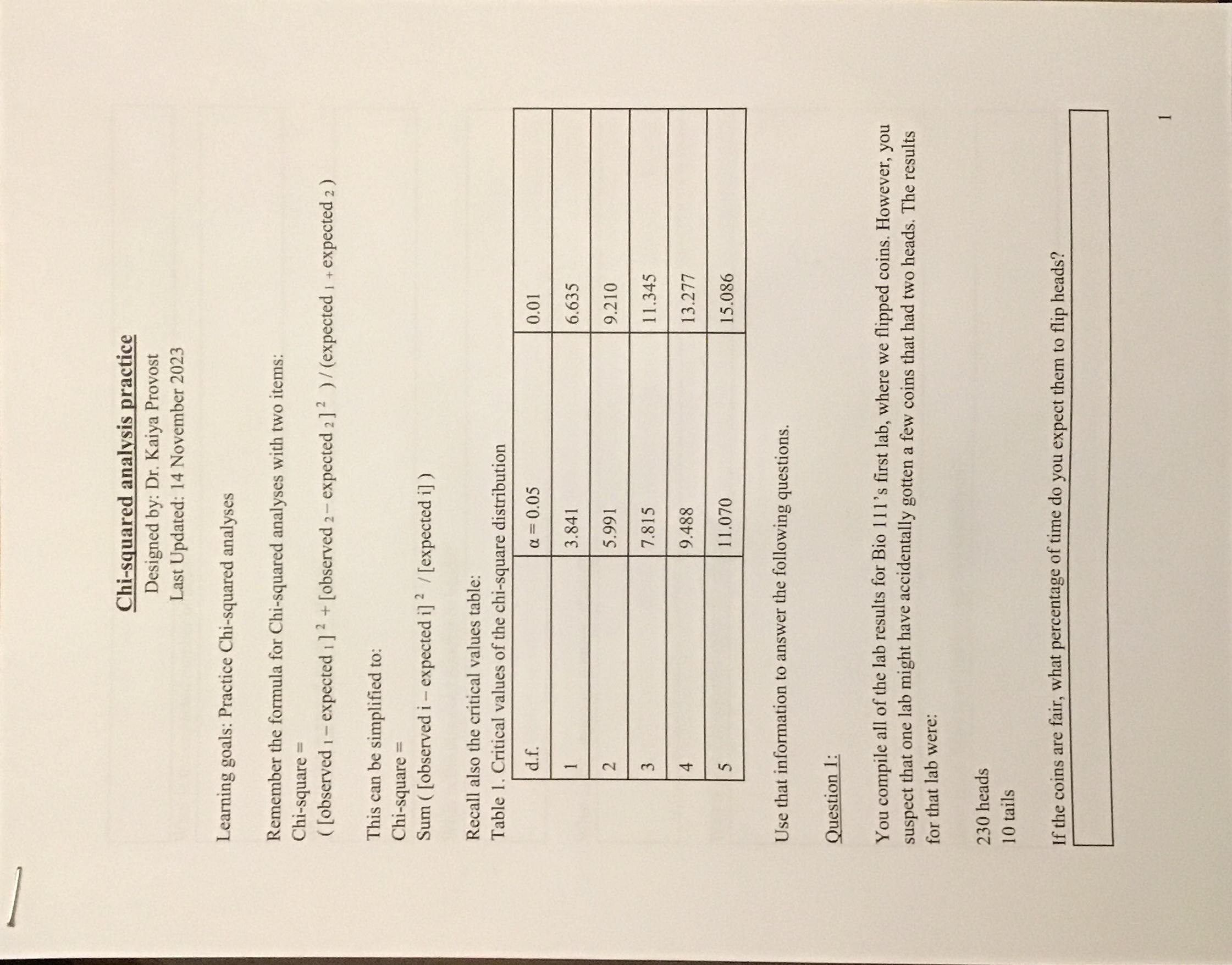 Solved Chi-squared analysis practiceDesigned by: Dr. ﻿Kaiya | Chegg.com