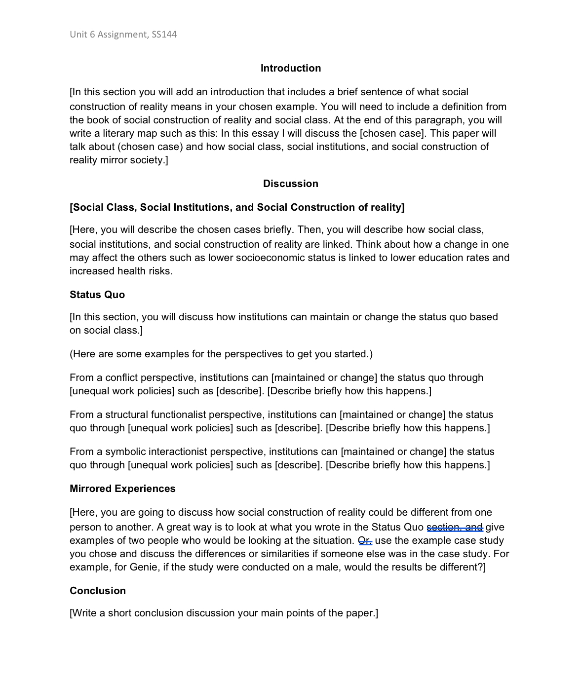 Solved Unit 6 ﻿Assignment, SS144Introduction[In this section | Chegg.com