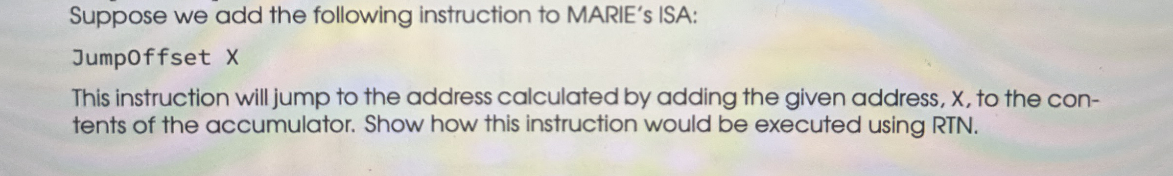 Suppose we add the following instruction to MARIE's | Chegg.com