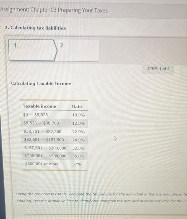 2. Calculating tax liabilities 2. Calculating Taxable | Chegg.com