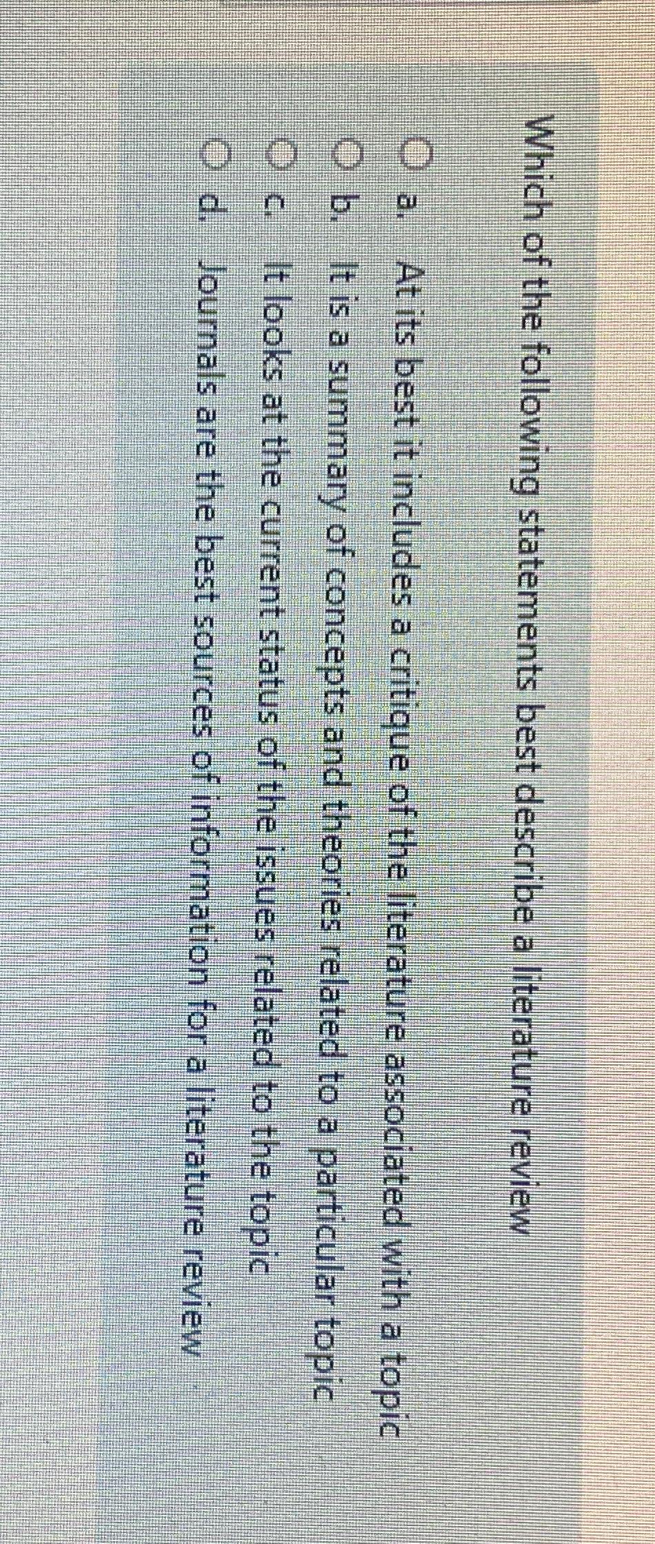 Solved Which of the following statements best describe a | Chegg.com