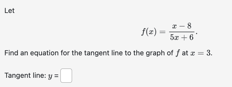 Solved Letf(x)=x-85x+6.Find an equation for the tangent line | Chegg.com