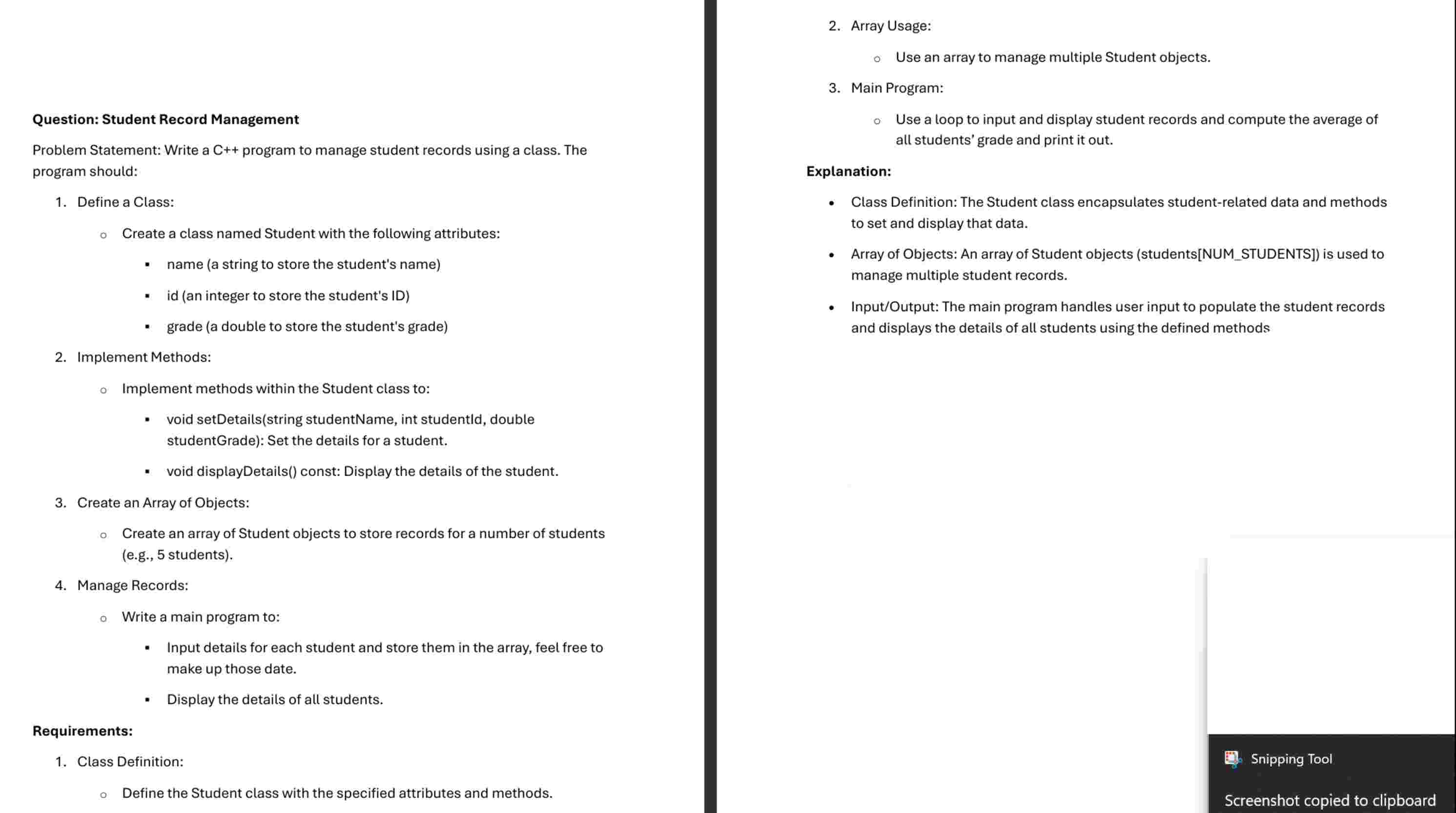 Solved 2. ﻿Array Usage: - ﻿Use an array to manage multiple | Chegg.com