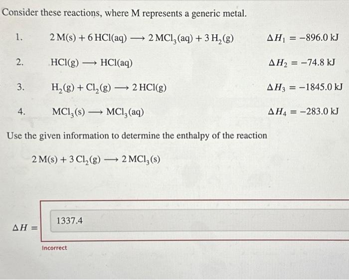 Solved Consider these reactions, where M represents a | Chegg.com
