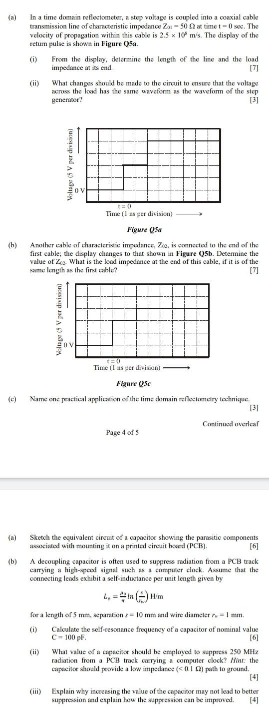 Solved (a) In a time domain reflectometer, a step voltage is | Chegg.com