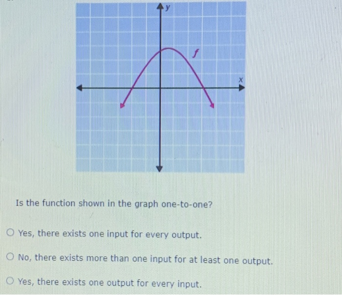 Solved у Is the function shown in the graph one-to-one? O | Chegg.com
