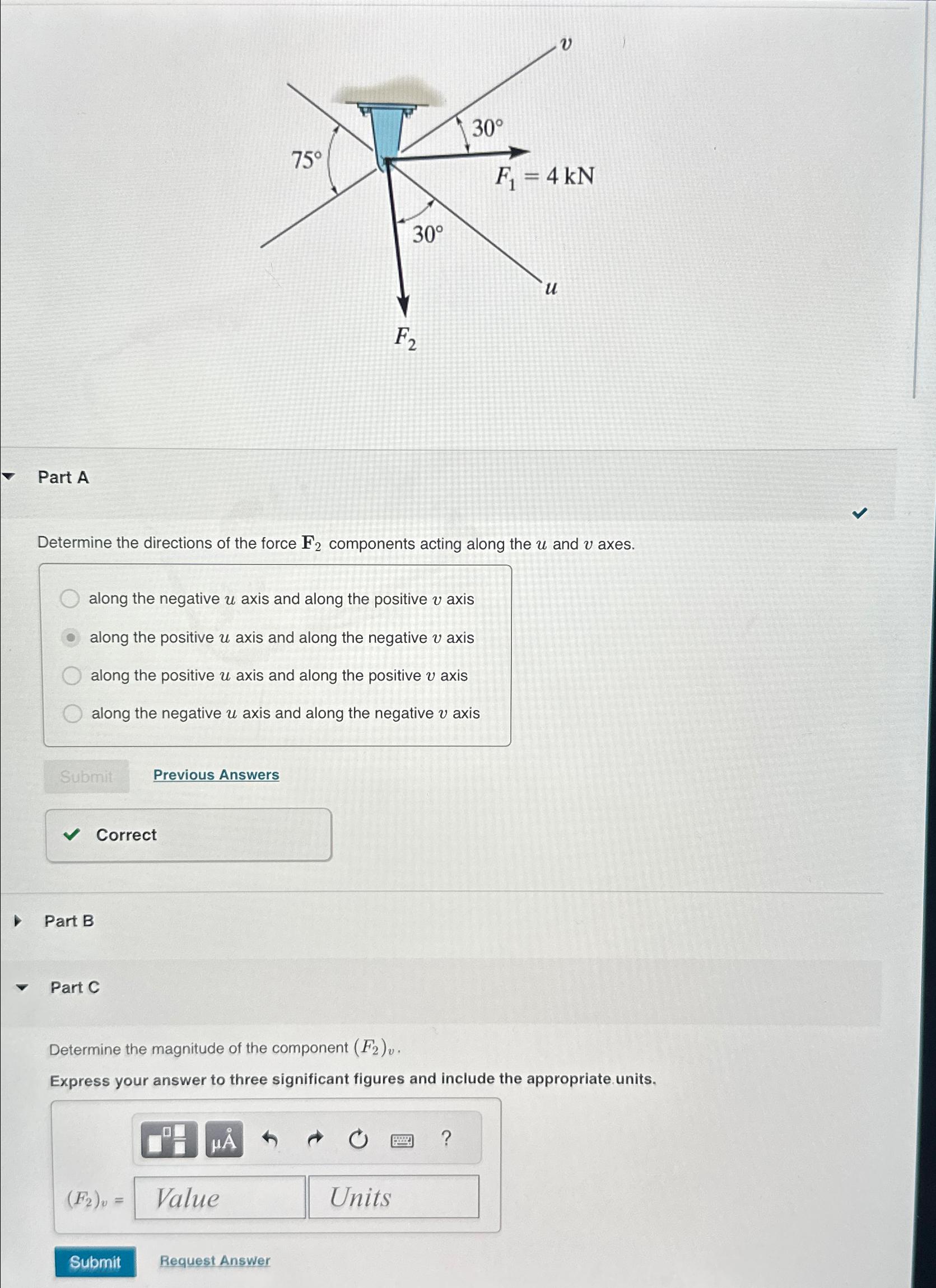 Solved Part Adetermine The Directions Of The Force F2