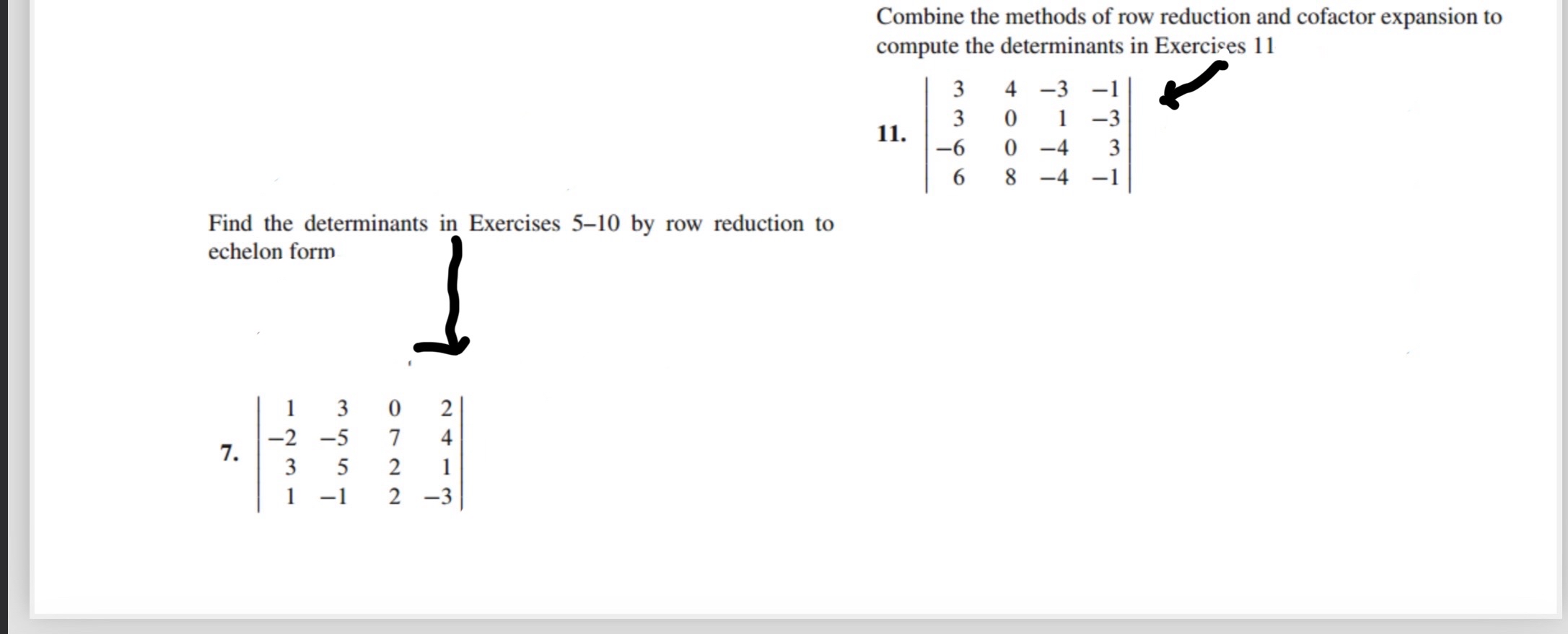 Solved Combine the methods of row reduction and cofactor | Chegg.com