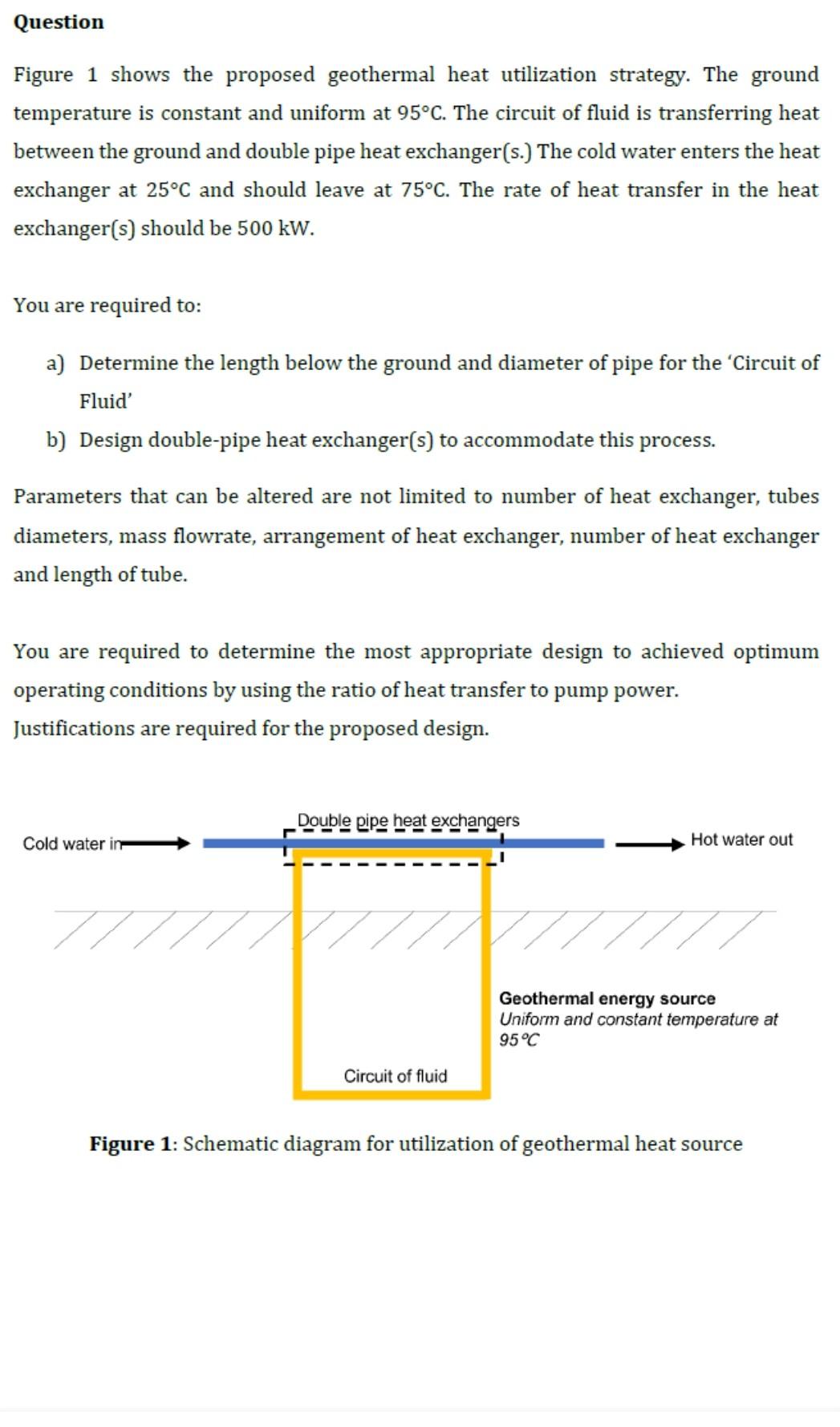Solved Question Figure 1 shows the proposed geothermal heat | Chegg.com