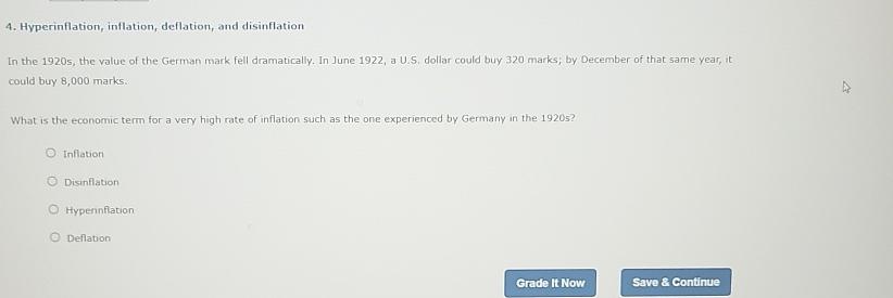 Solved Hyperinflation, inflation, deflation, and | Chegg.com