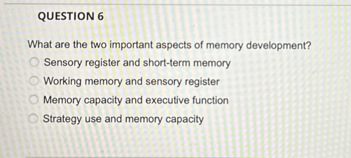 Solved QUESTION 6What are the two important aspects of | Chegg.com