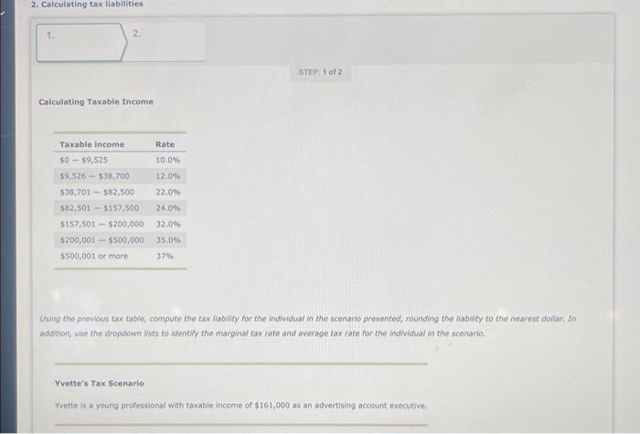 Solved 2. Calculating tax liabilities 2. STEP: 1 ot 2 | Chegg.com