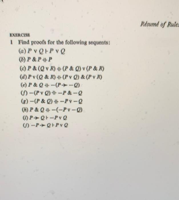 Solved provide proofs for the follwing sequents: lemmon p. | Chegg.com