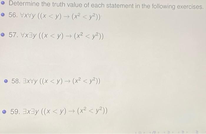 Solved • Determine The Truth Value Of Each Statement In The