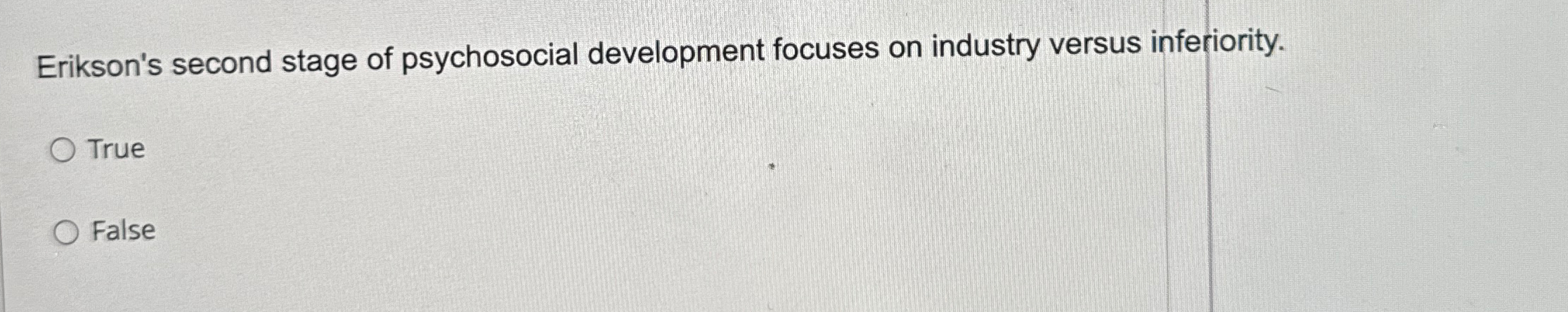 Solved Erikson's second stage of psychosocial development | Chegg.com